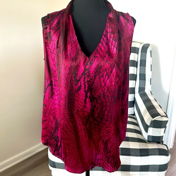 Ninety | Tops | Silky Snake Print In Deep Hot Pink And Black Sleeves ...